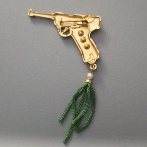 Antique | Jewelry | Antique Rare Goldtone Peridot Pearl Luger Gun Pin ...